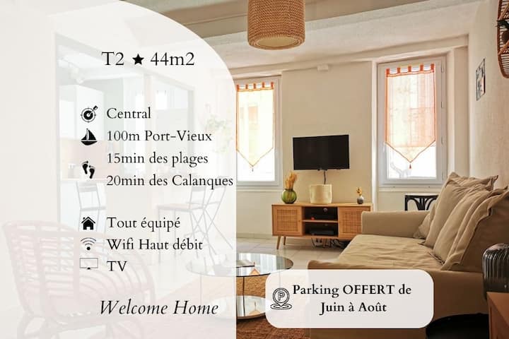 Central - ÉQuipé - Wifi & Tv - Cosy - Cassis