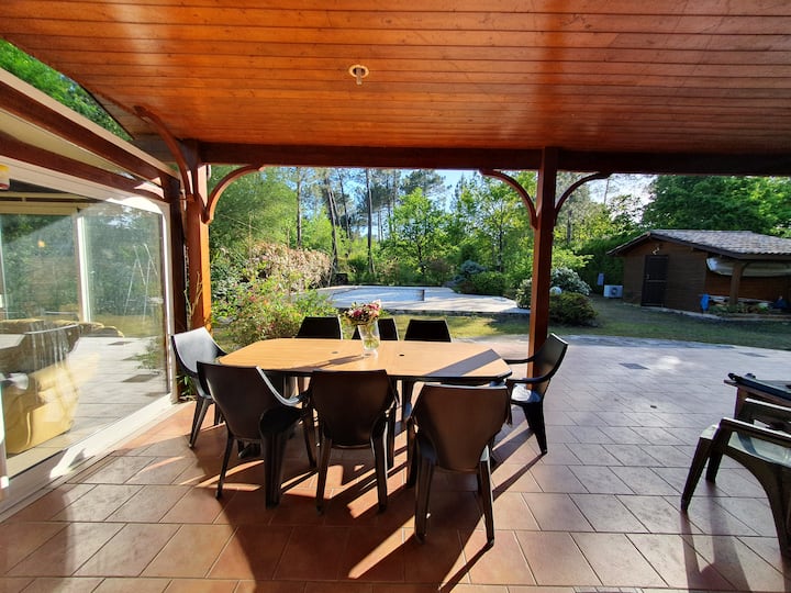 Villa 10 Pers Avec Piscine Privée Et Accès Tennis - Lacanau