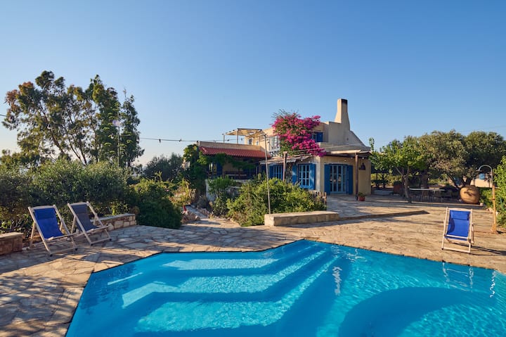 Olea Blue: A Large Isolated Villa On Top Of A Hill - Milos