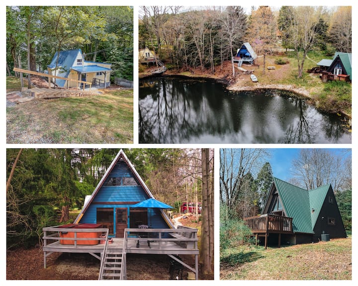 Three A-frame Cabins, A Private Pond, Row Boats! - Laurelville, OH