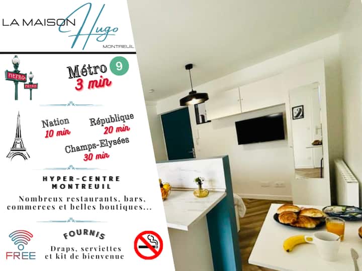 Beau Studio Cosy 1 Personne 10 Min Paris - Montreuil
