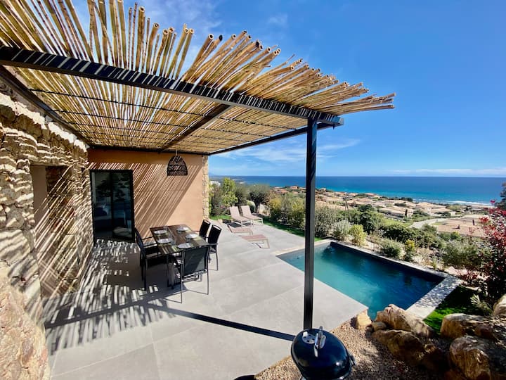 Villa/vue Panoramique Mer/piscine/solenzara - Plage de Canella