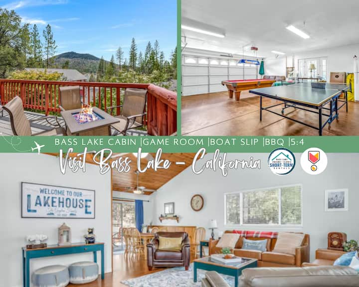 5 Bed Bass Lake Cabin| Boat Slip | Game Room | Bbq - Bass Lake, CA