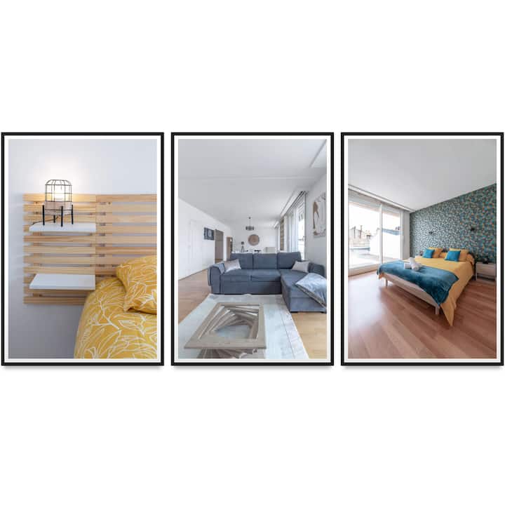 Grand Appartement Climatisé, 3 Chambres, Terrasse - Vichy