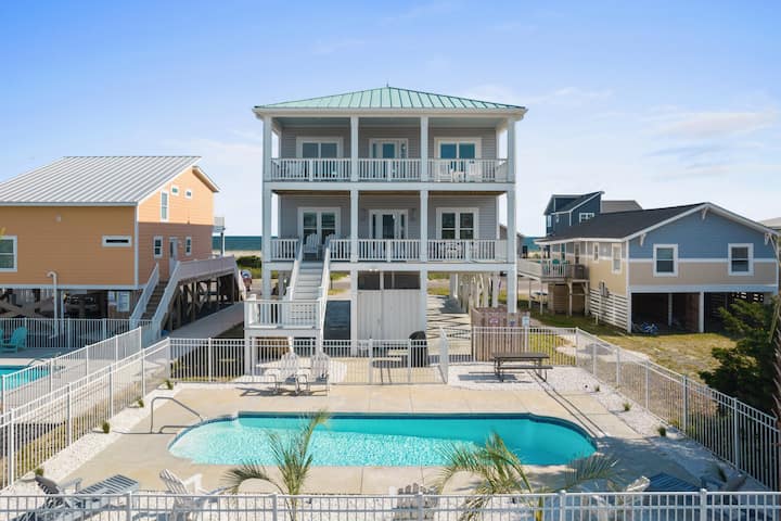 Amazing Views! 8 Bed. Sleeps 14. Pool. Elevator - Oak Island, NC