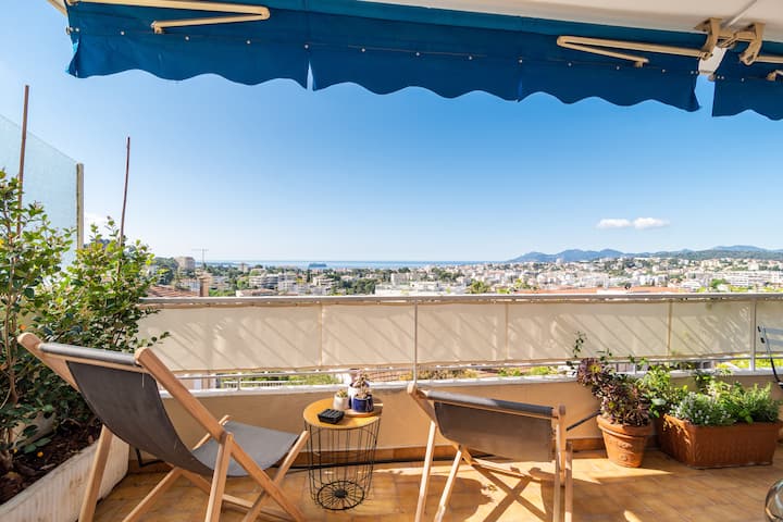 Terrasse Vue Mer Panoramique, Cosy 2 Chambres - Biot