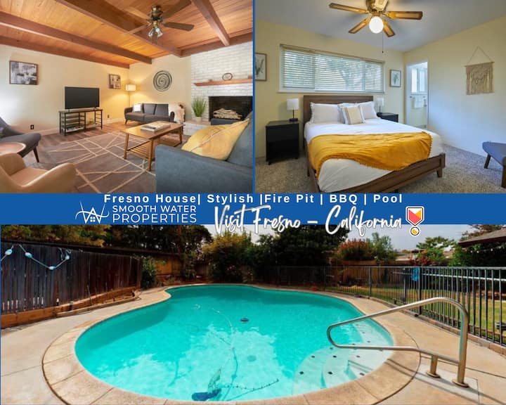 Stylish & Remodeled | Fire Pit | Bbq | Pool - Fresno, CA