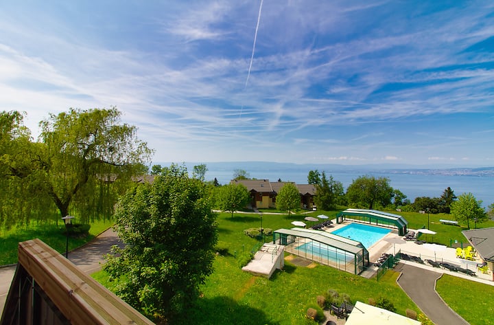 Vue Lac Léman&piscine- Parkingfree-confort-évian - Lugrin