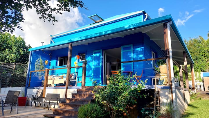 Jolie Case Bleue Et Son Jardin - La Réunion