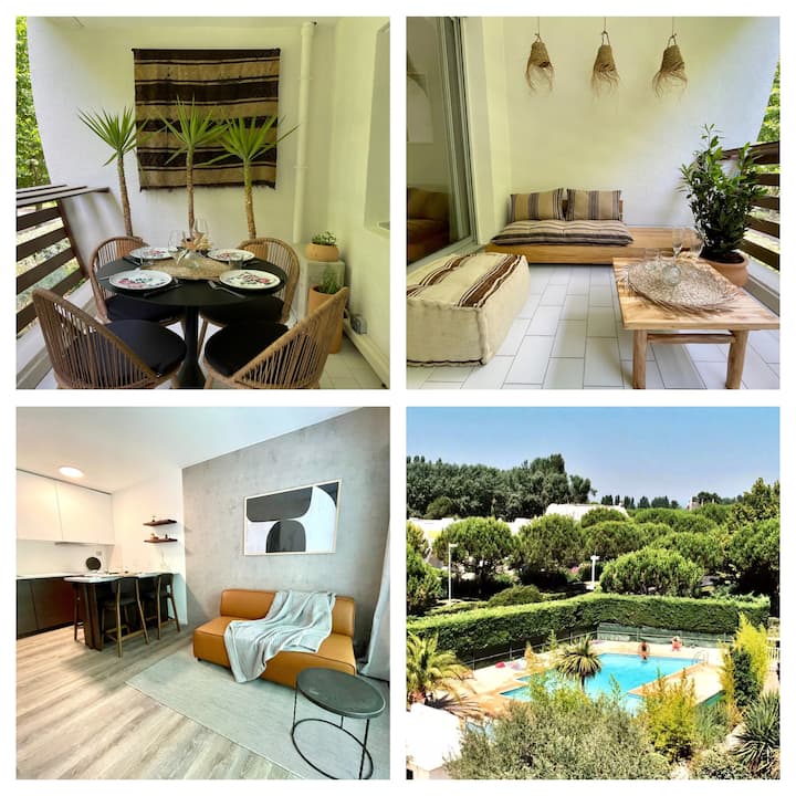 Appartement Moderne Climatisé - Terrasse - Piscine - La Grande-Motte