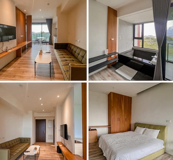 <純享溫泉居@宜蘭頭城>有溫泉(1-3人)/15坪/景觀陽台/可寵物-頂樓有付費無邊際泳池 - Yilan County