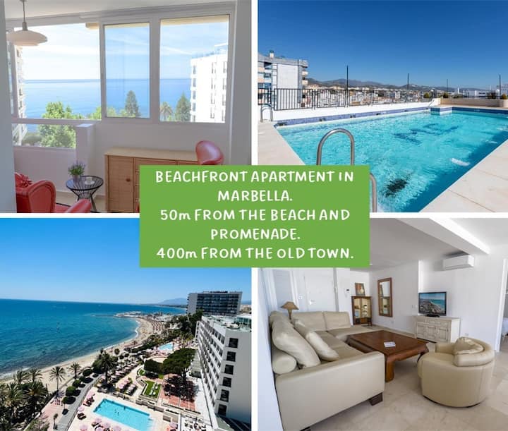Beachfront Apartment+ Pool+ Free Parking In Center - Marbella