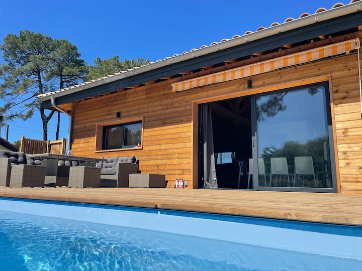 Casa Lenha, Maison En Bois Avec Piscine - Soustons