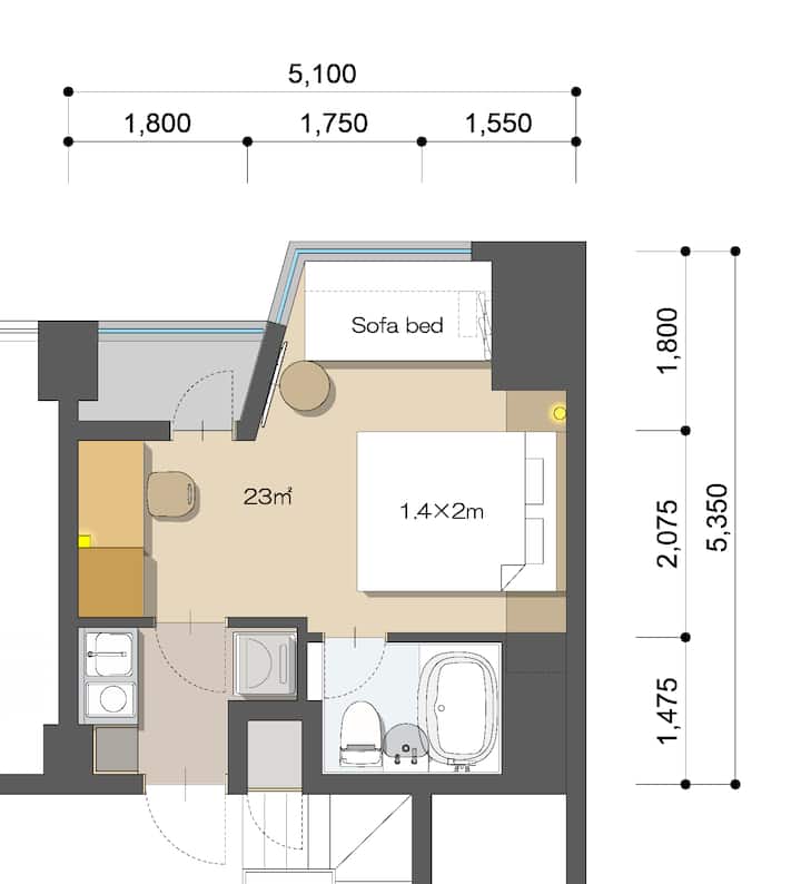 Double Bed+sofa Bed/24m²/wifi/double Door Lock - Kyoto