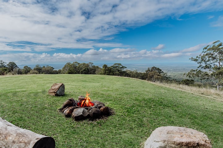 Ocean Views From Deck | Friendly Cows | Fireplace - Maleny