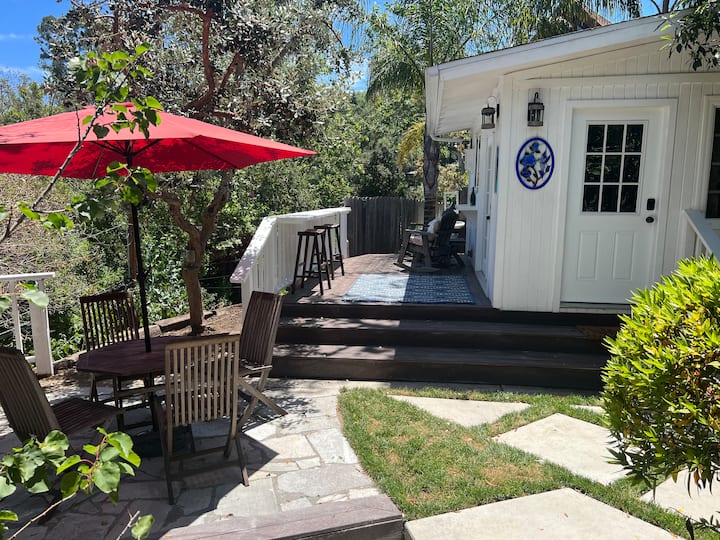 Two Room Garden Backyard: Zen Den + Farmhouse - Topanga, CA