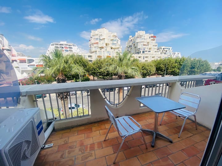 Centre Studio Terrasse Wifi  Clim Petite Vue Mer - La Grande-Motte
