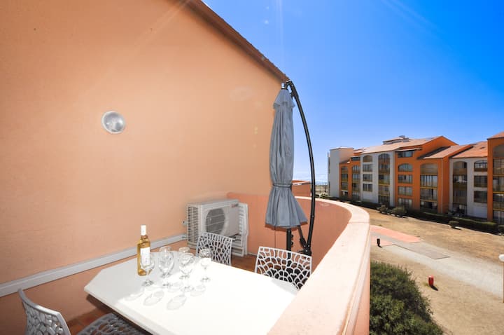 Appartement Vue Partielle Mer, Terrasse Et Wifi - Le Barcarès