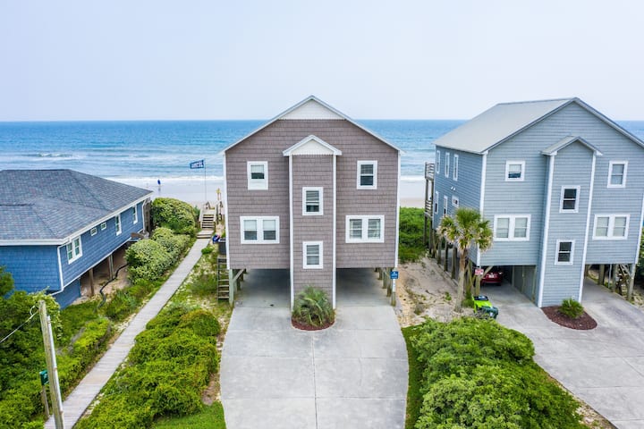 Hot Tub, Beachfront, Private, Hammocks On Beach - Topsail Beach, NC