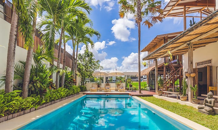 7bed Villa Yoga Gym Pool Ricefield 10 Min Beach - Bali