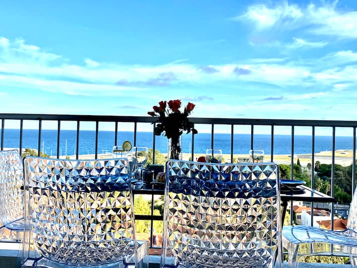 Vue Mer Panoramique-tram-balcon-climatisation-wifi - Nice