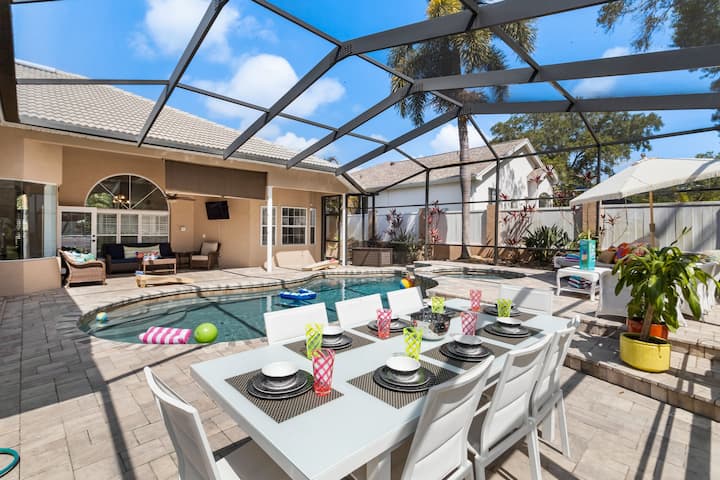 Lux Villa Heated Pool& Spa, Golf, Honeymoon Island - Dunedin, FL