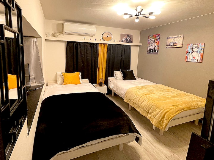 H2)shinjuku Shin-okubo! Free Pocket Wifi Twin Bed! - Ikebukuro