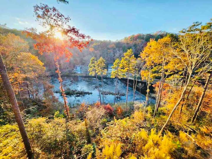 Cliffside River Estate | 500ft Waterfront |Theater - Ellijay