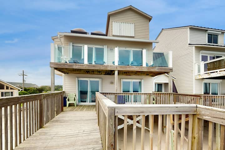 4br Ocean-view With Beach Access, Deck, & W/d - North Topsail Beach