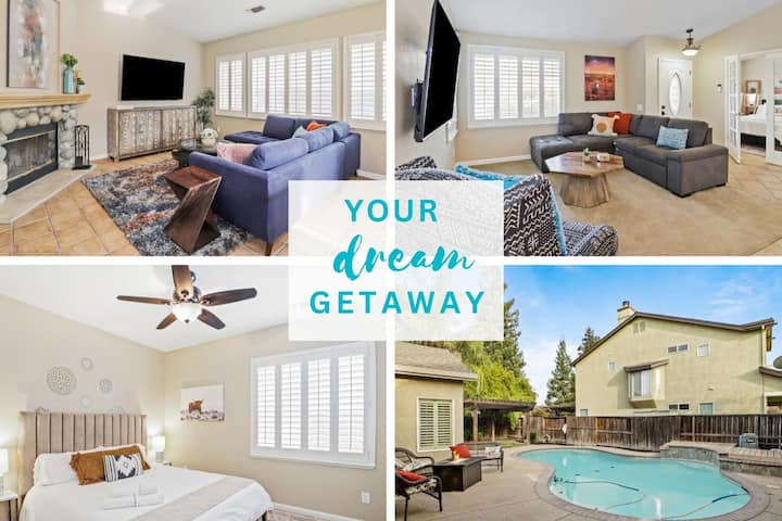 Large 5 Bedroom Home - Family Getaway W/ Pool - Turlock, CA