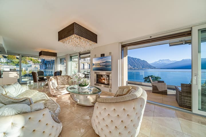 Luxury Penthouse In Montreux City With Lake View - 브베