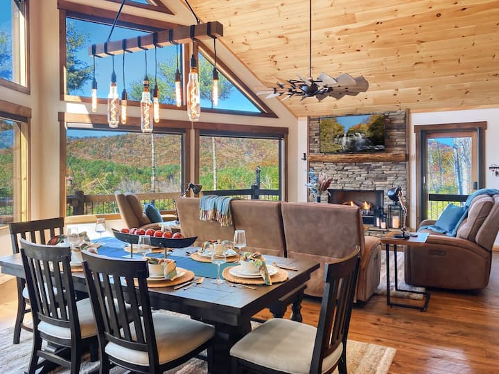 Mountain Stunner! Views+games+hot Tub+ Fire Porch - Mineral Bluff, GA