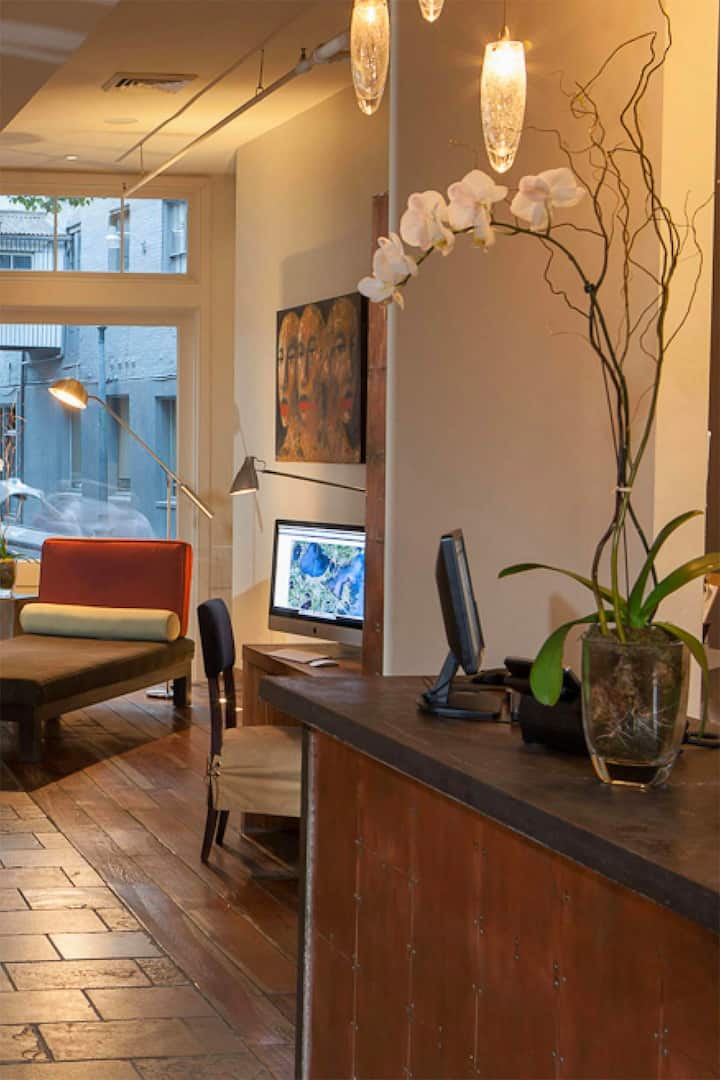 Stunning Limestone Bathroom & Art By David Harouni - New Orleans, LA