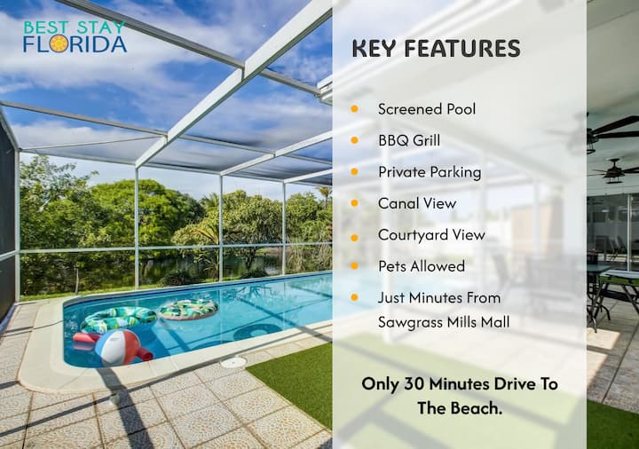 Serenity Spot W/d Pool, Lake, River & Canal View - Sunrise, FL