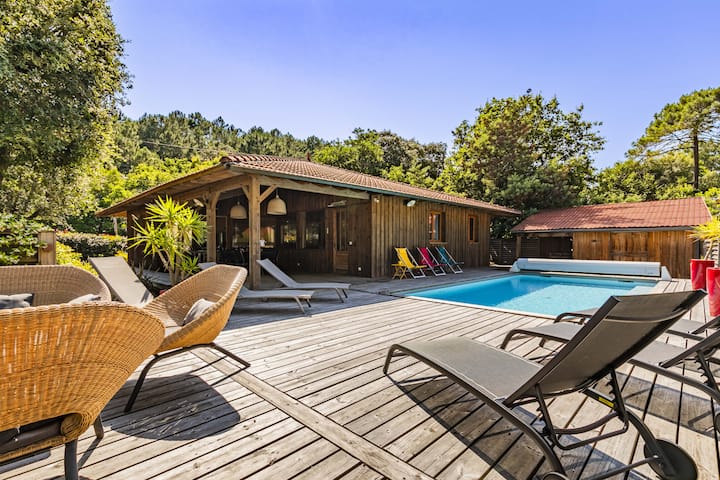 Villa Du Bassin,piscine Chauffée 2 Pas Du Lac - Lacanau