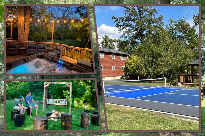 Log Cabin In Woods: Pickleball, Hot Tub, Fire Pit - Oswego, IL