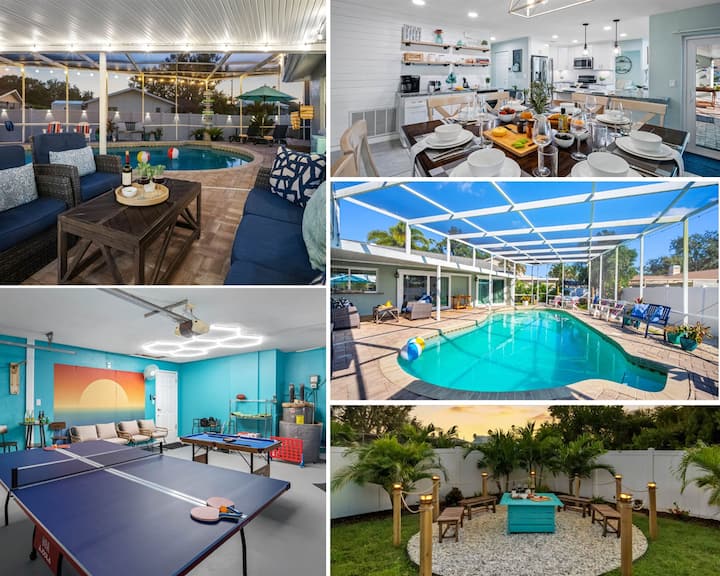 Minutes To Beach Heated Pool+peloton+firepit+games