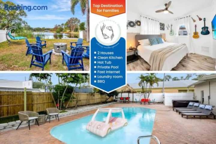 2 Homes! 4 Mn/beach! Slt Pool, Hotub, Kayaks Gm Rm - Tampa Bay, FL