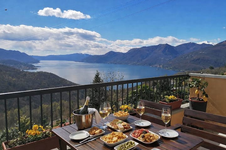 Lago Maggiore Holiday House Avec Vue Panoramique - Luino