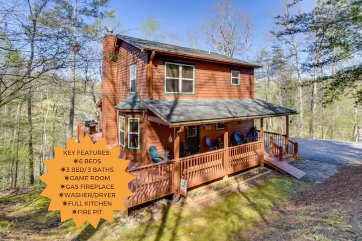 Cozy North Ga Cabin: 3br/3ba, Fire Pit & Game Rm - Blairsville, GA