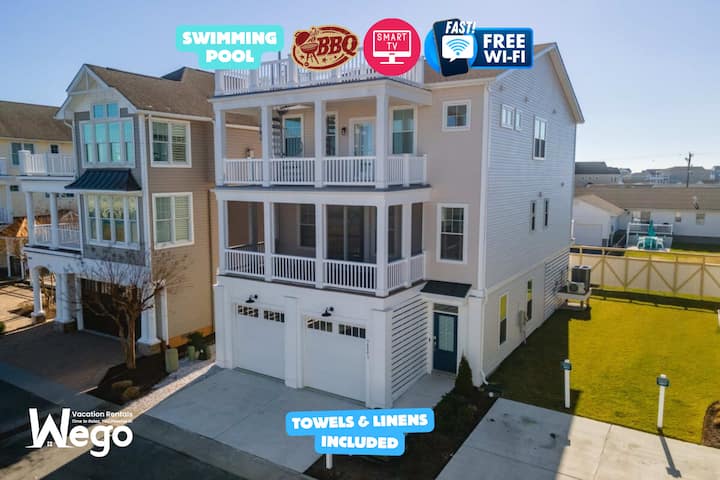 Coastal Comfort: 4br 3bh House Pool & Rooftop Deck - Fenwick Island, DE