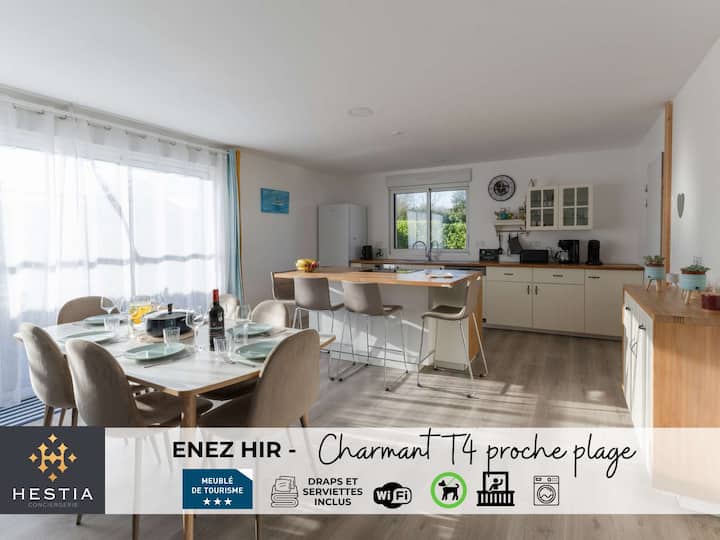 Roscaroc Enez Hir - Charmant T4 Proche Plage - Ploudalmézeau