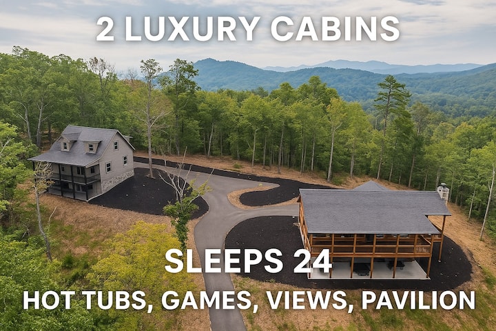 2 Cabins •Sleeps 24•hottub• Pavilion •Views• Games - Tennessee