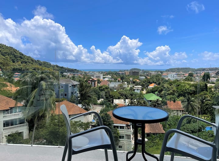 Panoramic Ocean View - Pool, Gym & Private Wifi - Kata Beach