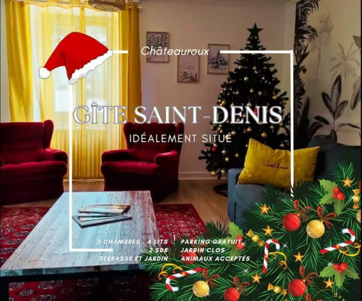 Gite St Denis-jardin-wifi-3 Chambres - Châteauroux