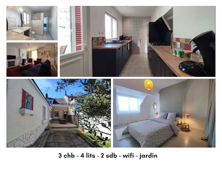 Gite St Denis-jardin-wifi-3 Chambres - Châteauroux
