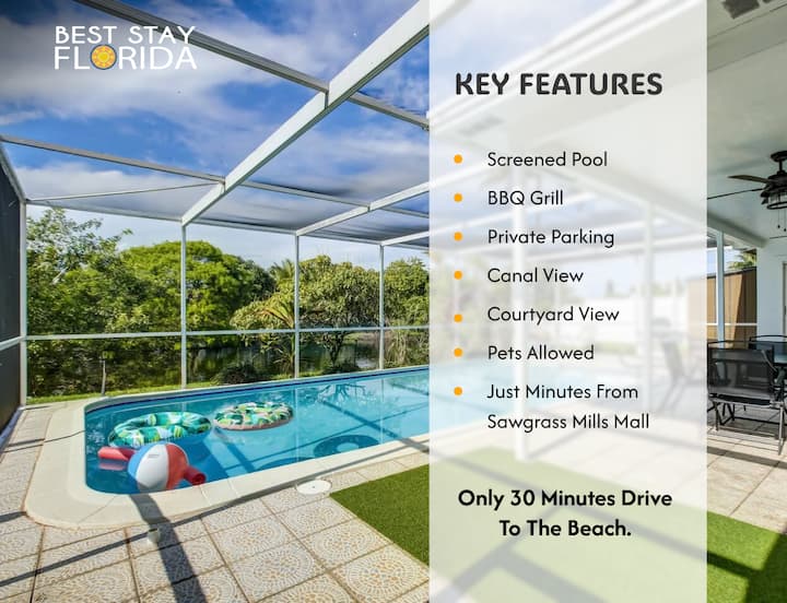 Sunrise Family Oasis | Pool + Lake + Canal Views - Sunrise, FL