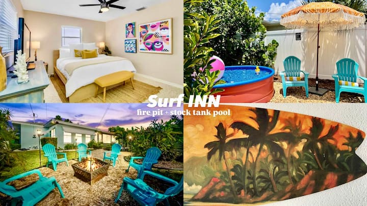 Tropical Garden | Fire Pit | Stock Tank Pool - North Redington Beach, FL