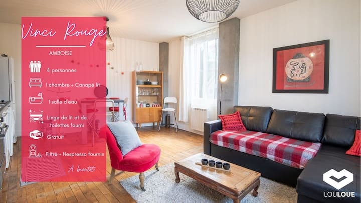 « Au Vinci Rouge » Centre Ville - Moderne - Clair - Amboise