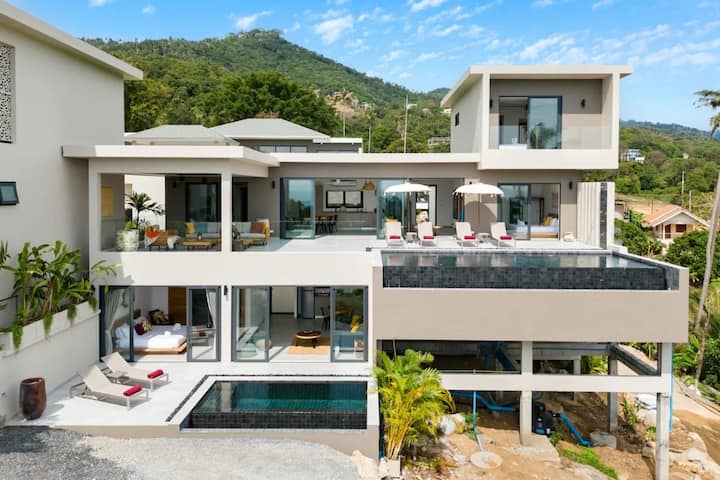 Villa 4&nbsp;Chambres Avec Vue Sur La Mer, Piscine Privée + Proche De La Plage - Koh Samui